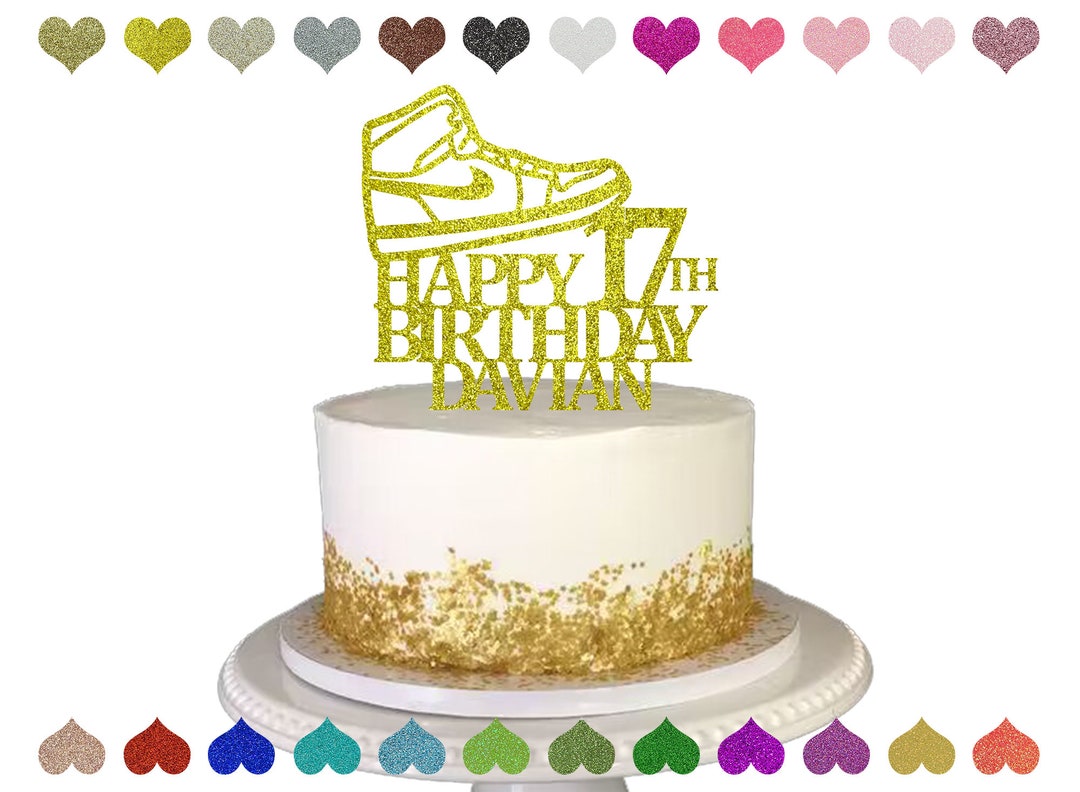 Custom Sneaker Cake Topper, Happy Birthday Basketball Shoes Cake Topper ...