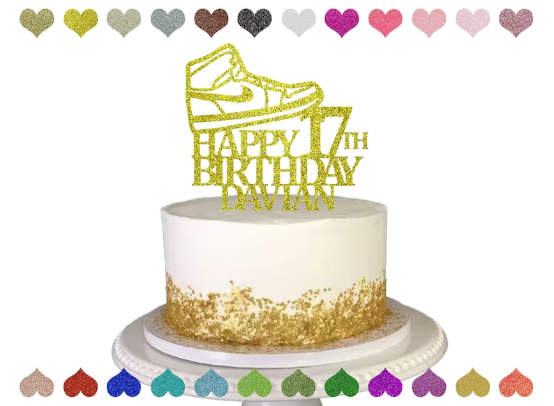 Custom Sneaker Cake Topper, Happy Birthday Basketball Shoes Cake Topper ...