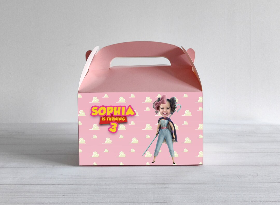Personalised Bo Peep Face Gift Box Children’s Party Box Gift Bag Favour ...