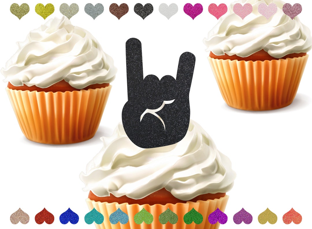 Custom Rock Hand Cupcake Toppers,baby Shower Birthday Cupcake Toppers ...