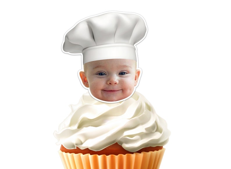 Printable Chef Hat Face Custom Photo Cupcake Topper,personalised Kawaii ...
