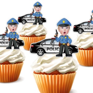 Handmade POLICE Officer Party Face Custom Photo Cupcake Topper ...