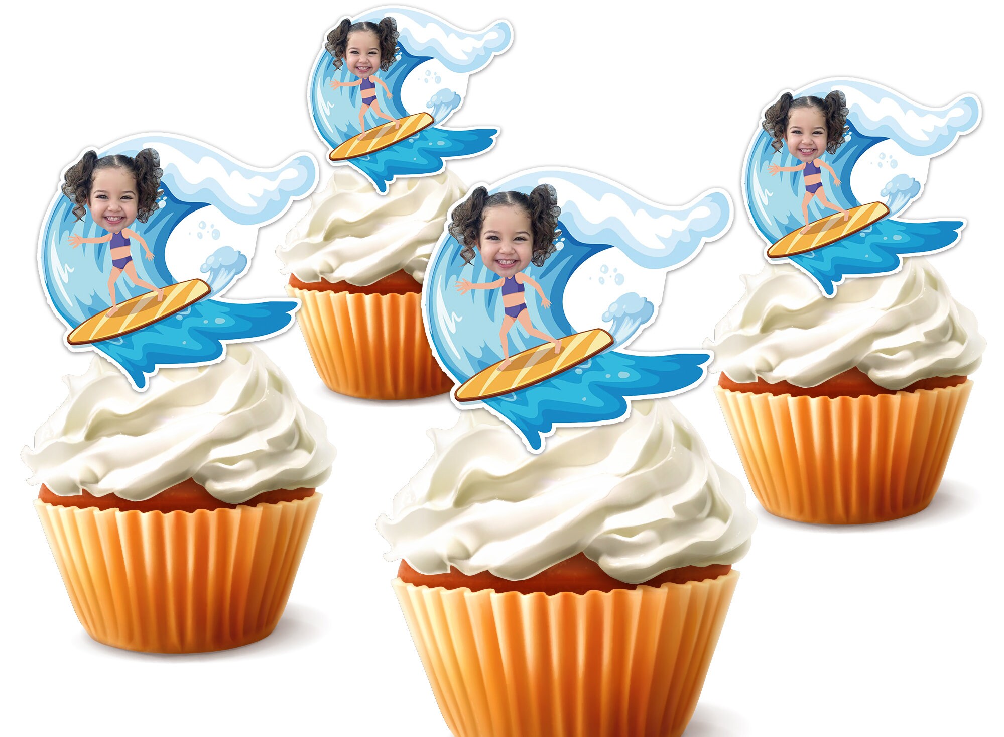 Printable SURFER Girl Face Custom Photo Cupcake Topper,personalised ...