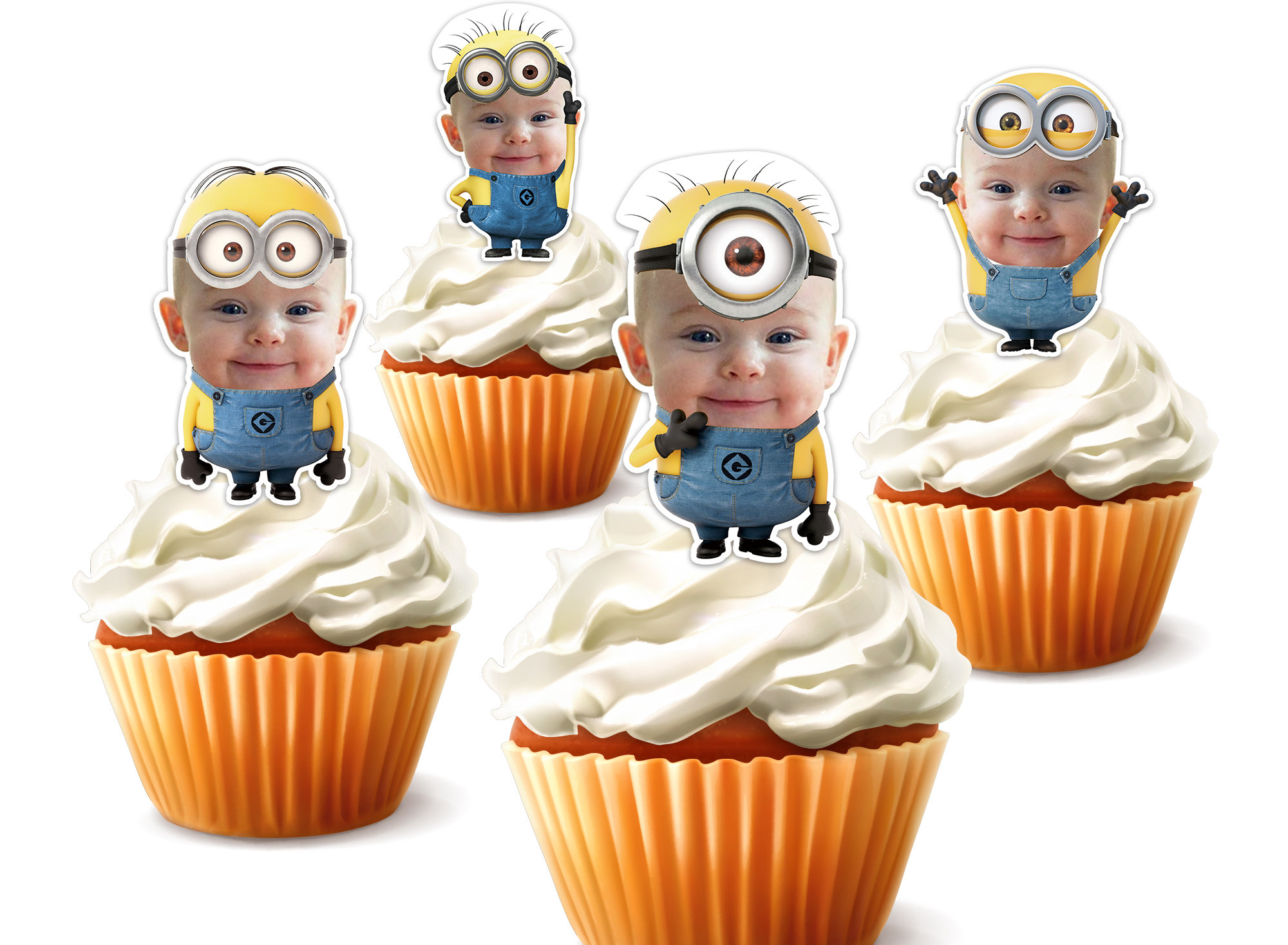 Printable Custom Photo Minion Inspired Cupcake Topper,personalised Face ...