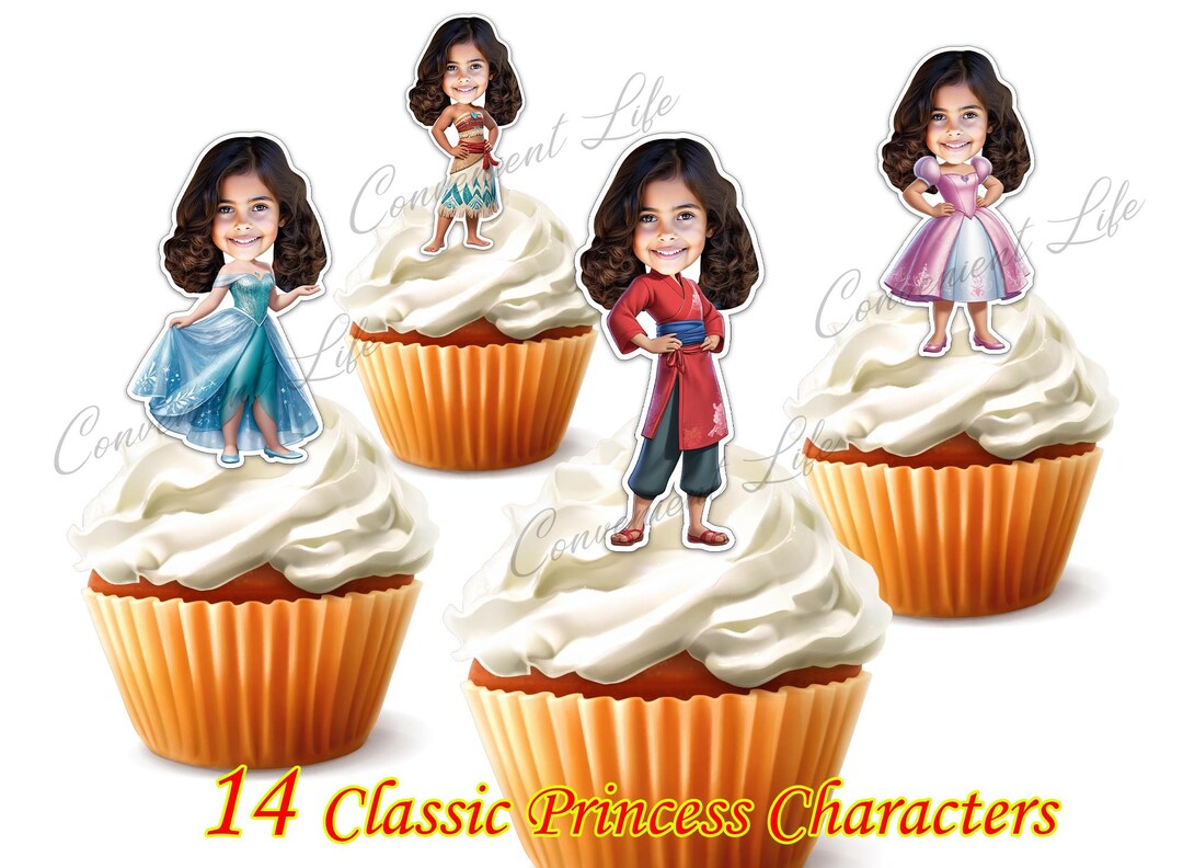 Printable Princess Face Custom Photo Cupcake Topper,personalised ...