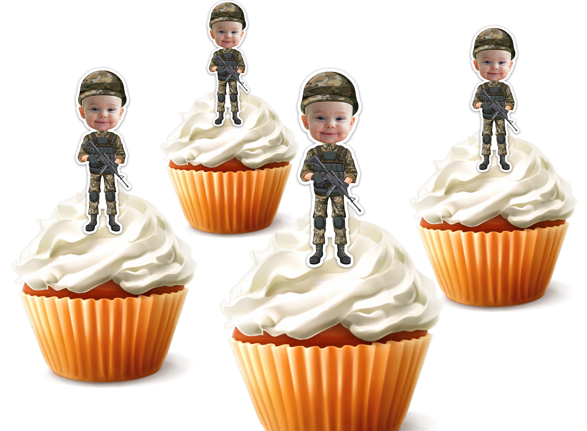 Printable SOLDIER Face Custom Photo Cupcake Topper,personalised Funny ...