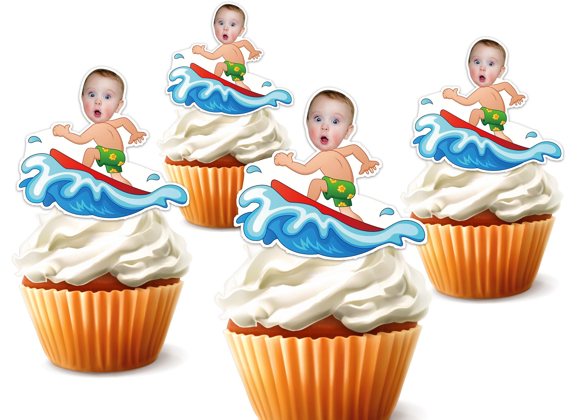 Printable SURFER BOY Face Custom Photo Cupcake Topper,personalised ...