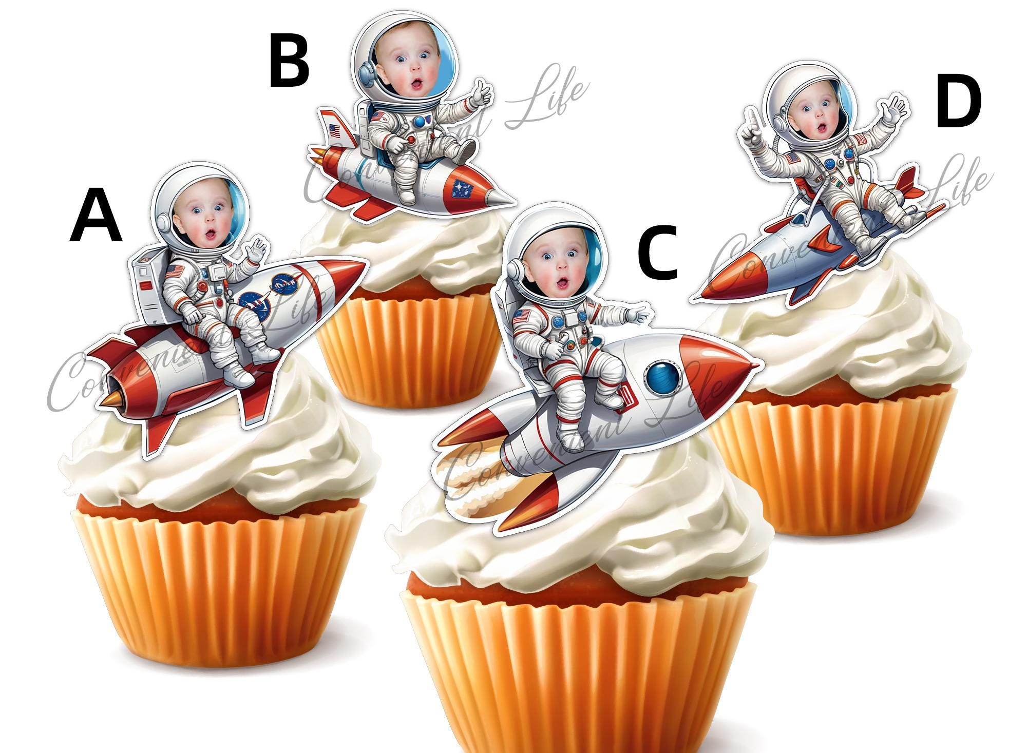 Printable Astronauts Face Custom Photo Cupcake Topper,personalised ...