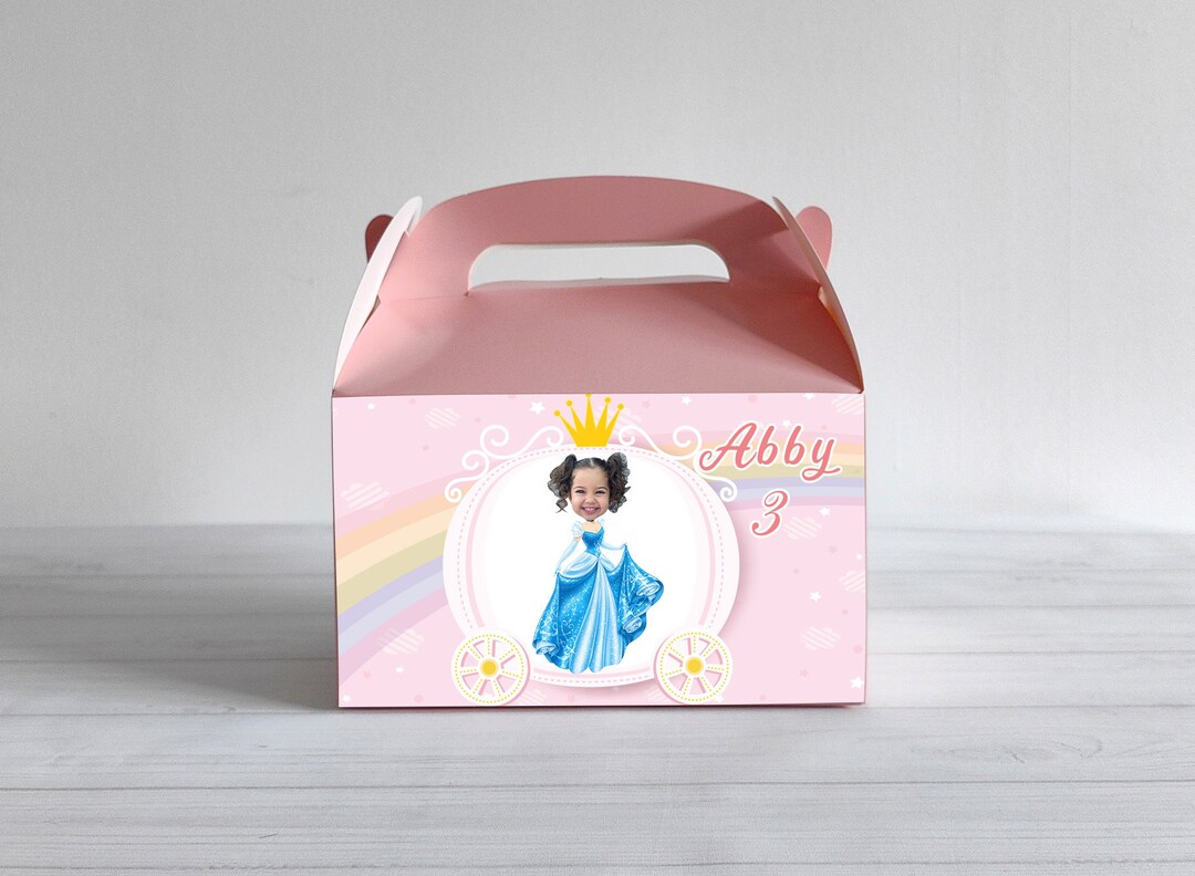 Personalised Cinderella Face Gift Box Children’s Party Box Gift Bag ...