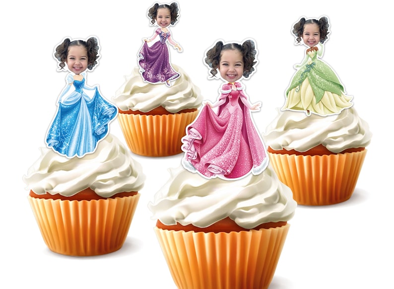 Printable Custom Photo Princess Cupcake Topper,personalised Face ...