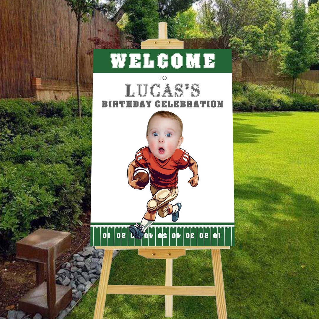 Printable Face Custom Photo Football Welcome Sign,personalised Football ...
