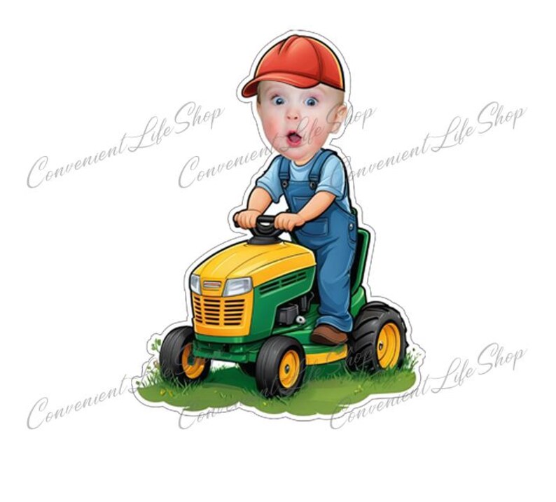 Printable Ride on Mower Face Custom Photo Cupcake Topper,personalised ...
