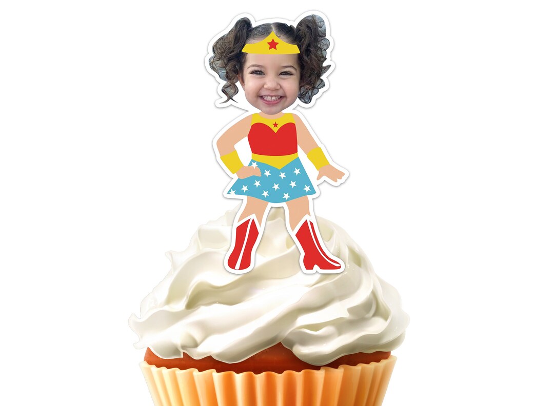 Printable Wonder Woman Face Custom Photo Cupcake Topper,personalised ...