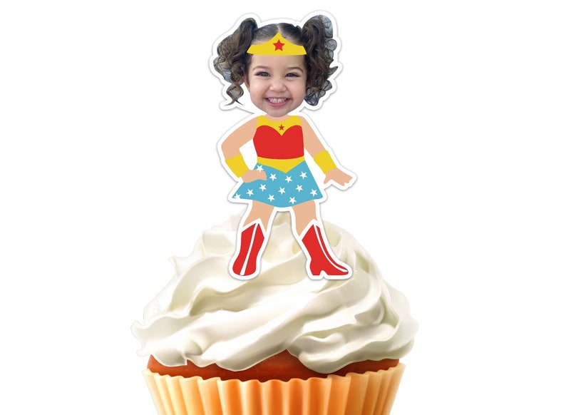 Printable Wonder Woman Face Custom Photo Cupcake Topper,personalised ...