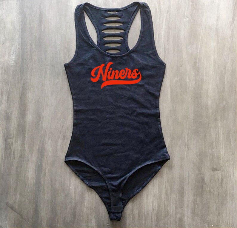 Black Red San Francisco Niners Script Bodysuit, SF Bodysuit for Womens ...