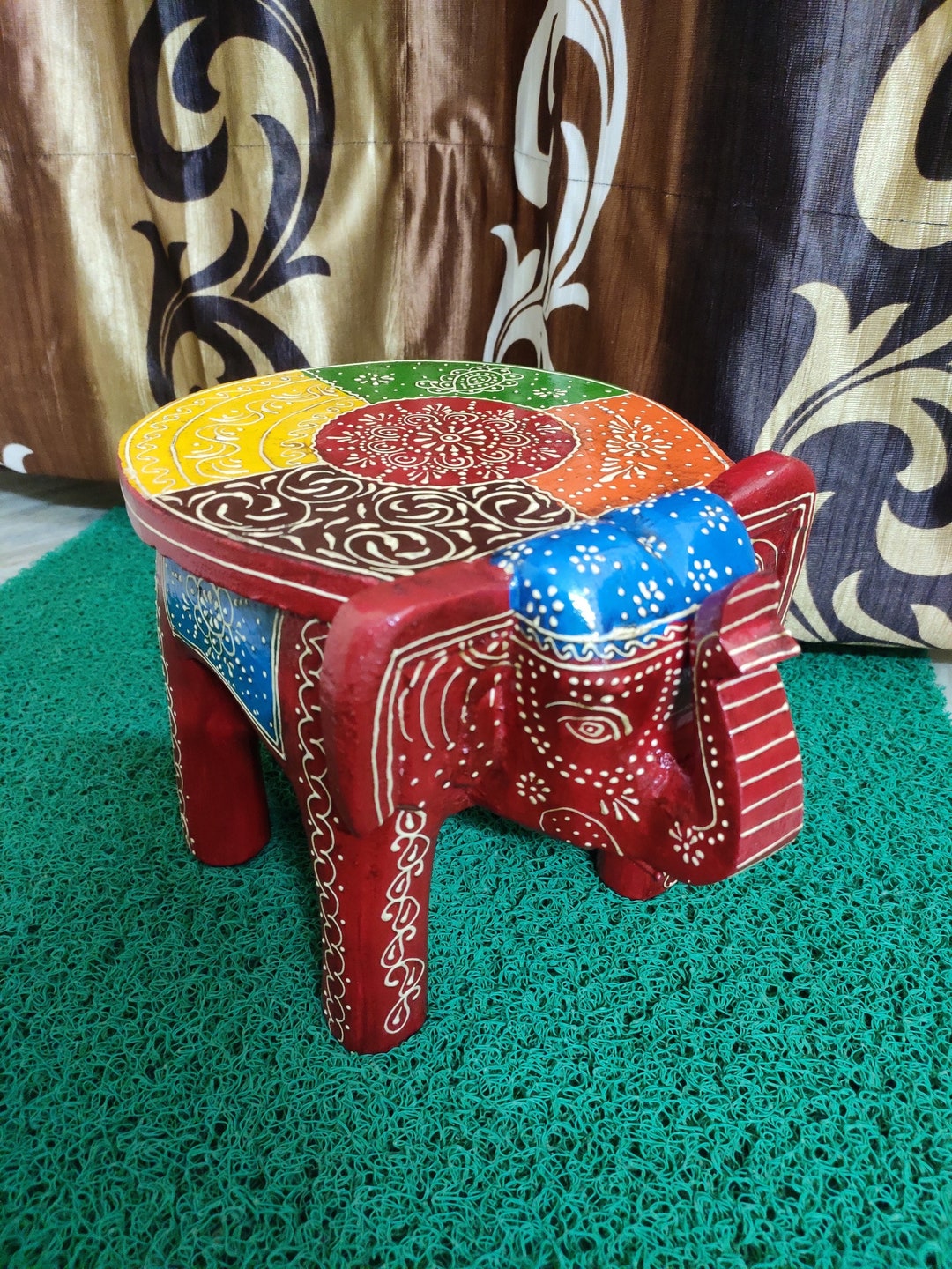 Wooden Elephant Stool / Mini Stool haathi / Indian Decorative Showpiece ...
