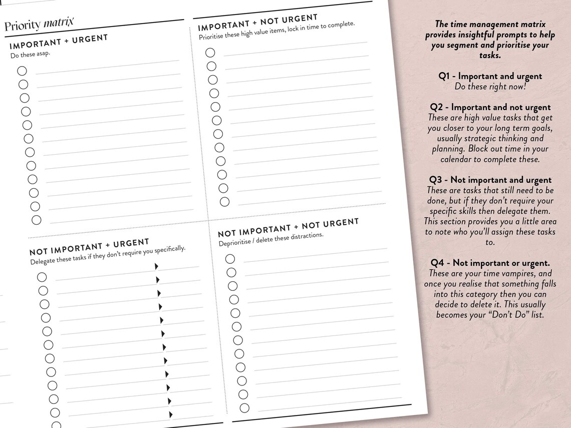 Daily Matrix Planner, Eisenhower Matrix, Time Management Scheduler for ...