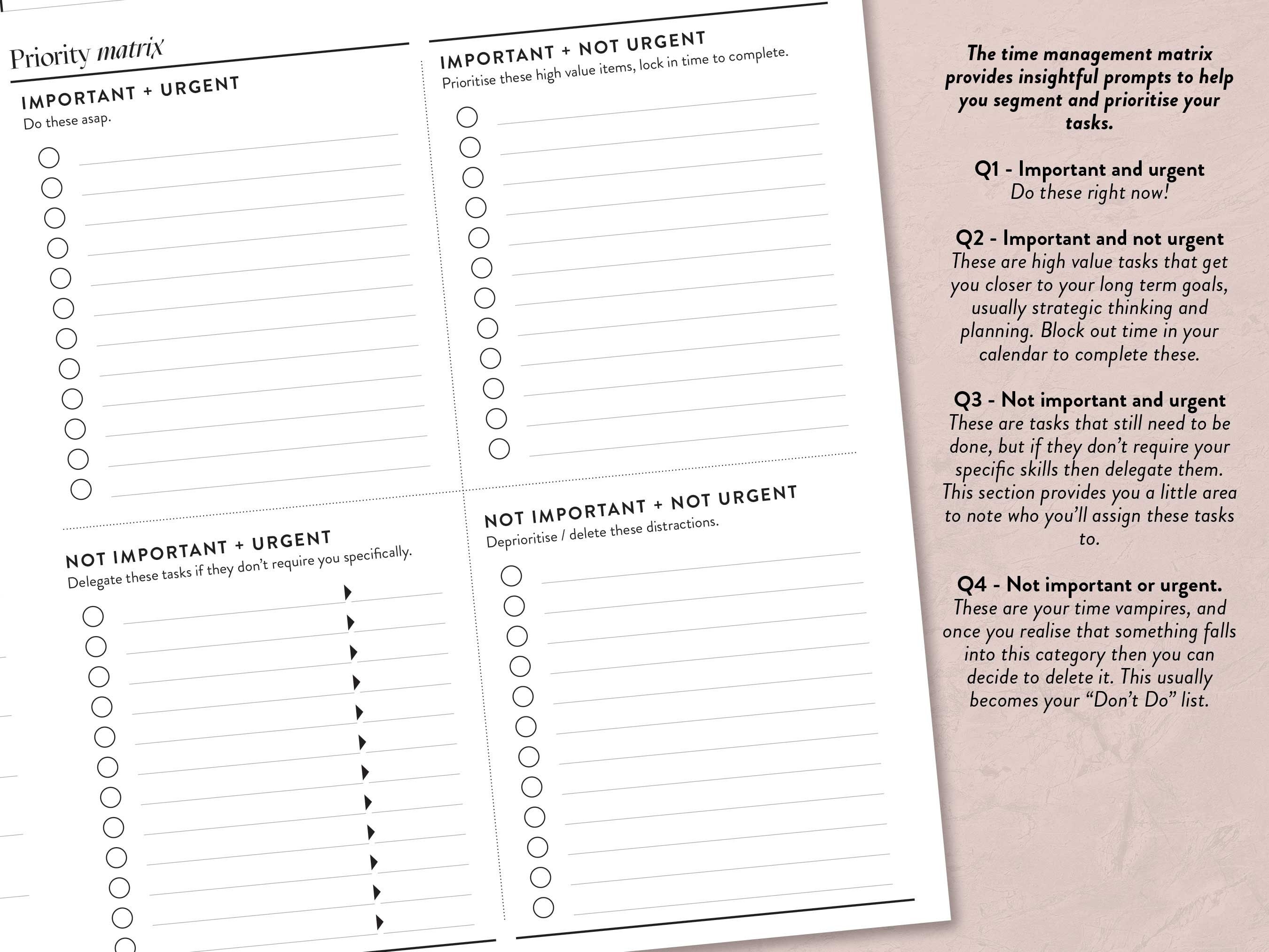 Daily Matrix Planner, Eisenhower Matrix, Time Management Scheduler for ...