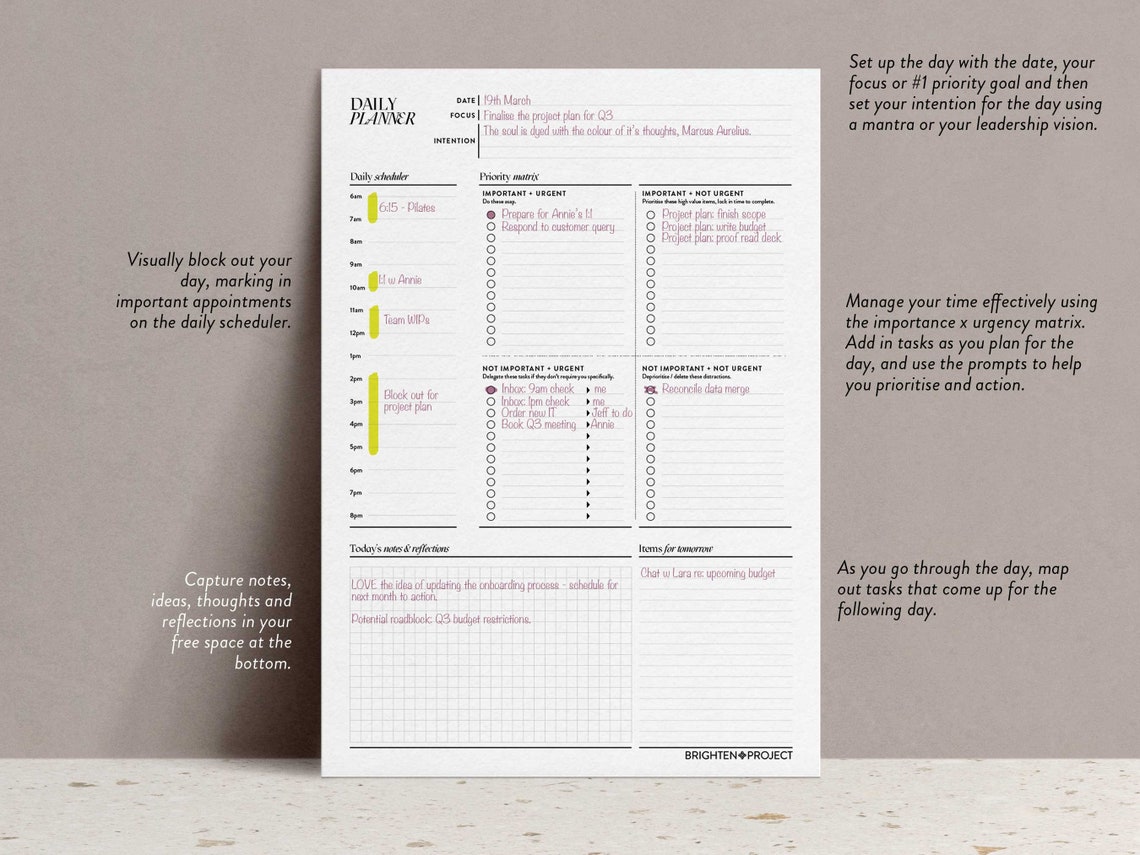 Daily Matrix Planner, Eisenhower Matrix, Time Management Scheduler for ...