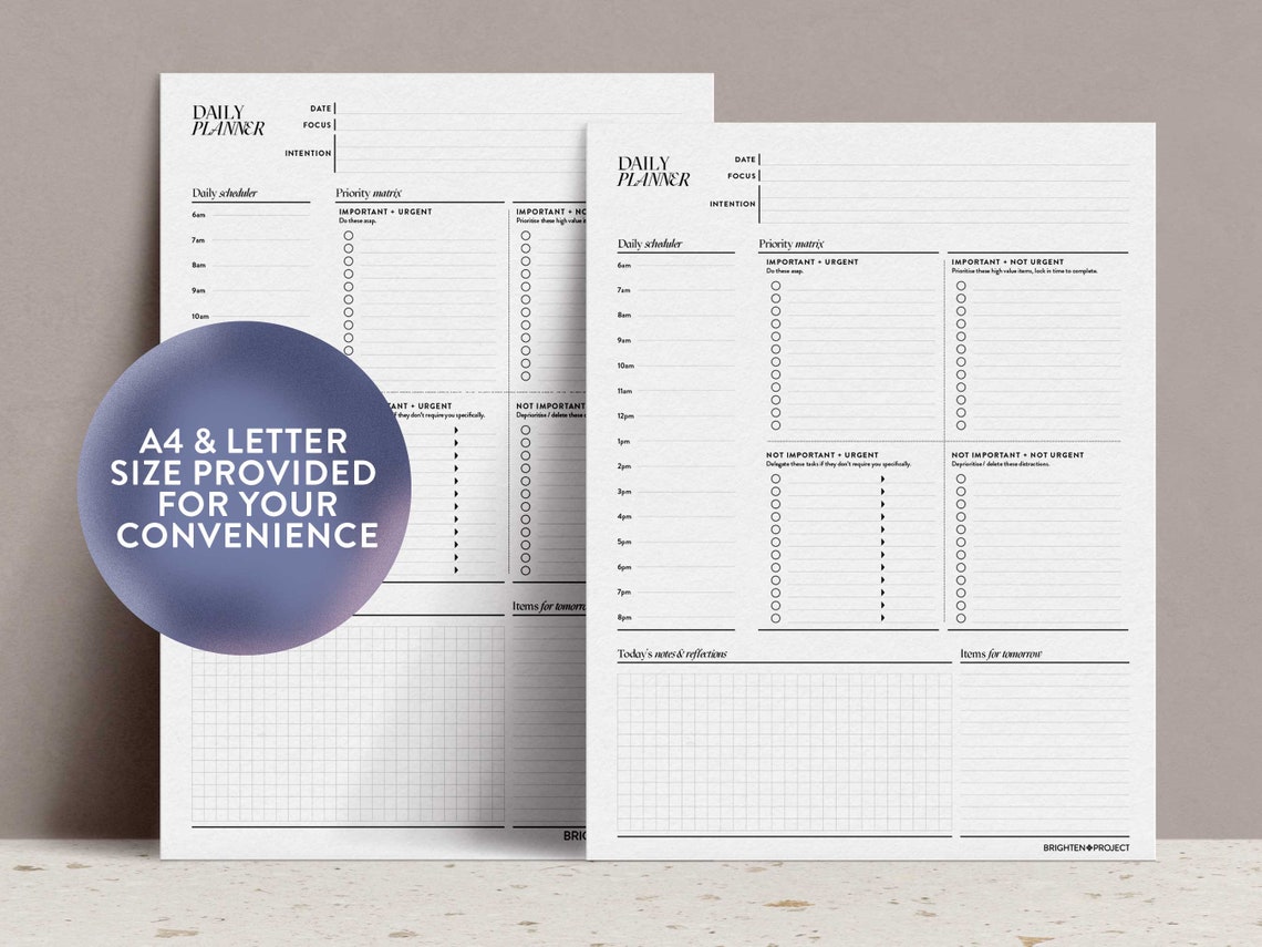 Daily Matrix Planner, Eisenhower Matrix, Time Management Scheduler for ...