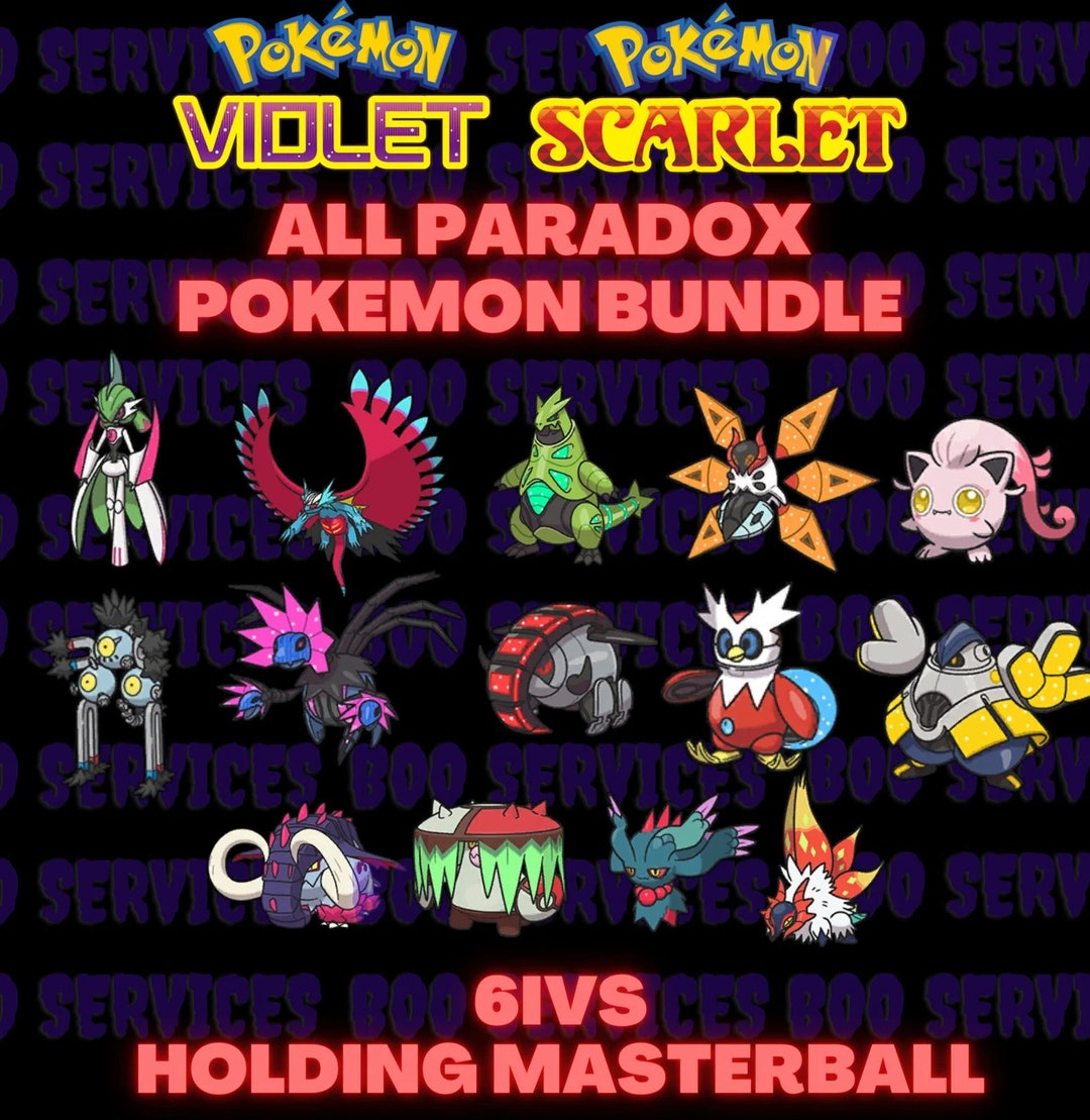 Pokemon Scarlet and Violet All Paradox Pokemon Bundle 6IV Holding Masterball - Etsy