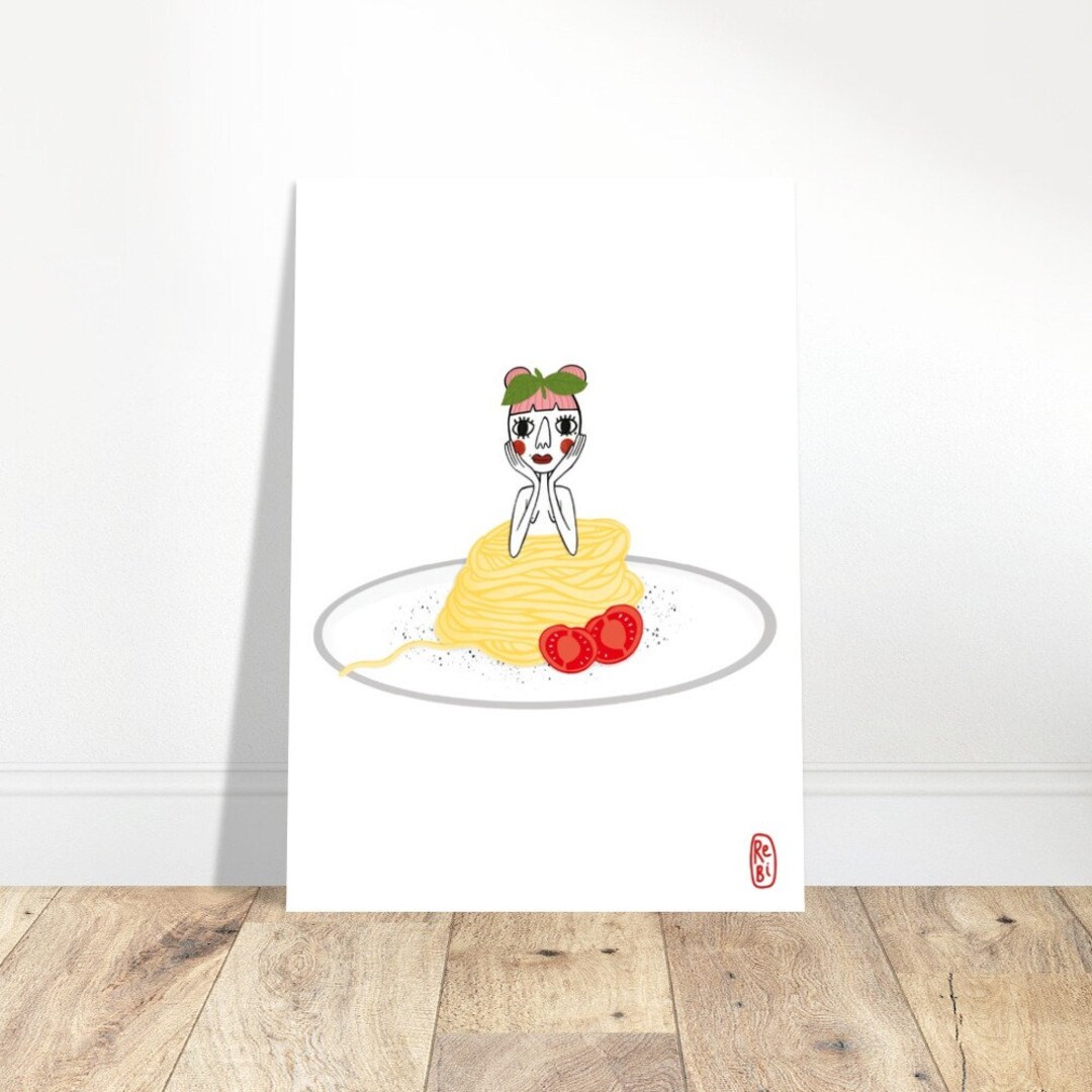 Spaghetti Girl Poster | Wall Art | Gift Idea | Art Print | Illustration ...