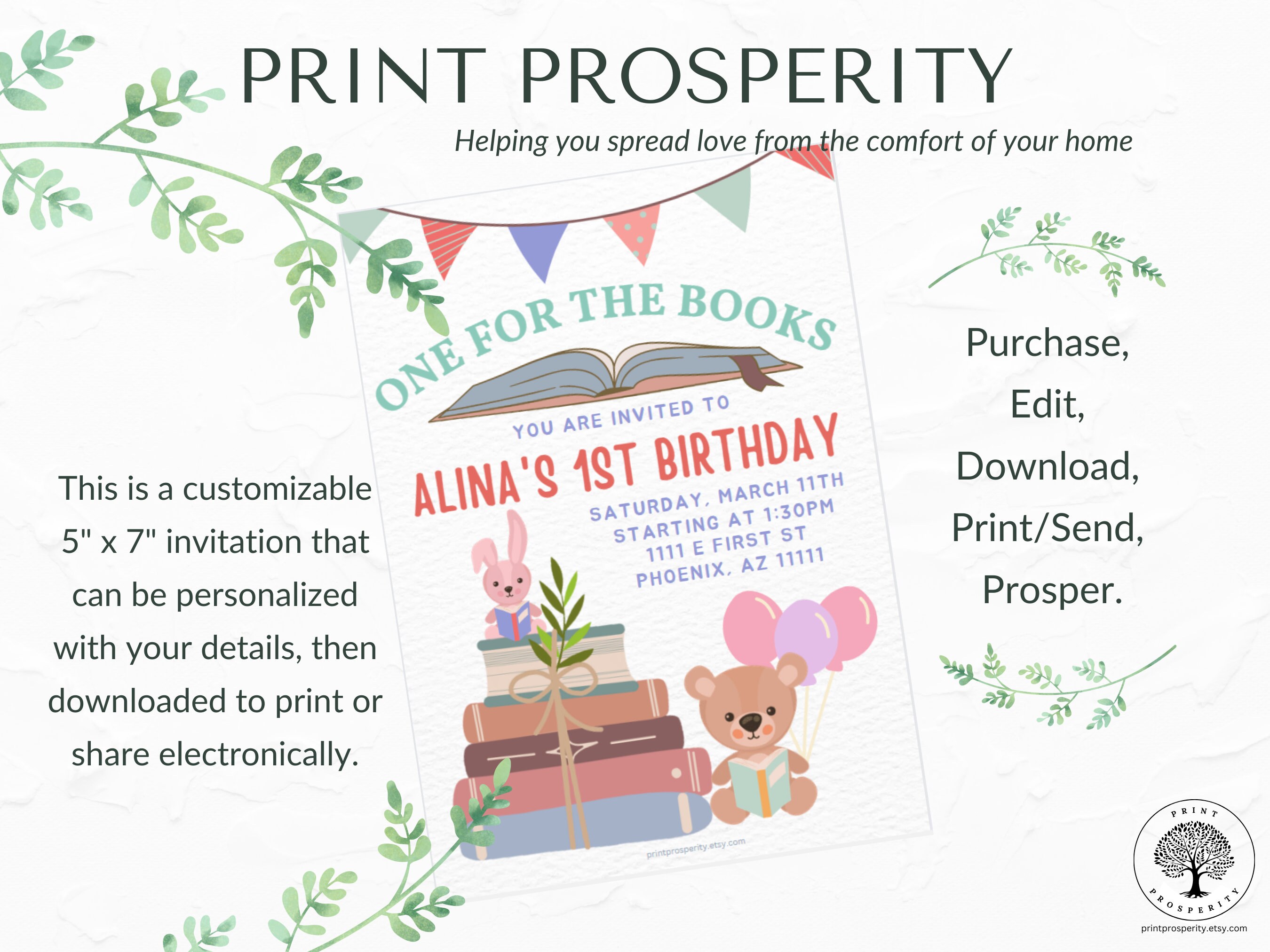 Editable One for the Books First Birthday Invitation Template With ...
