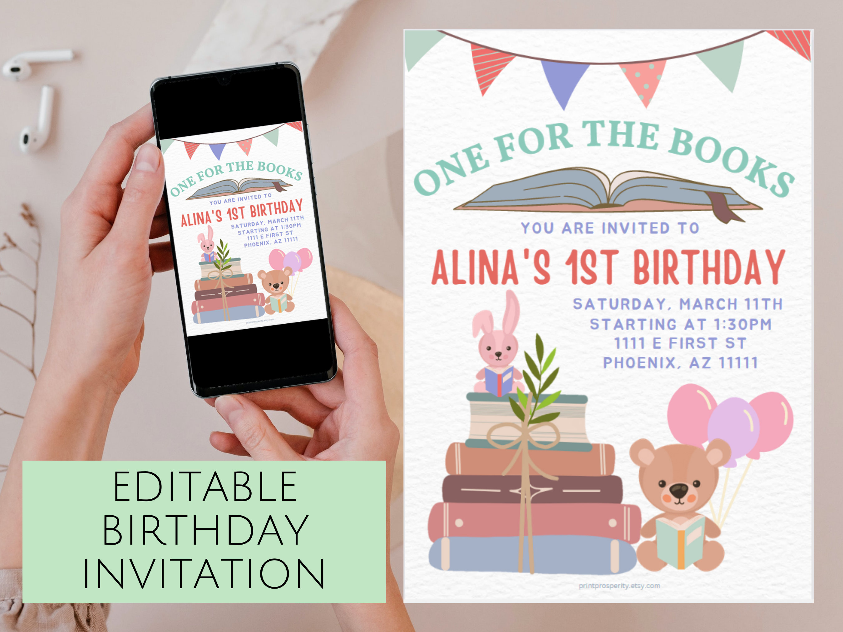 Editable One for the Books First Birthday Invitation Template With ...