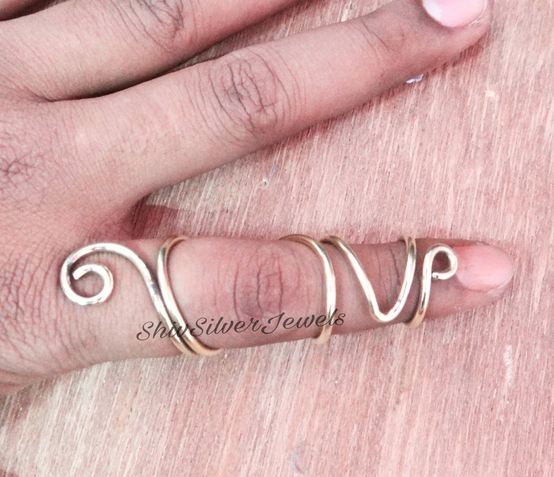 Full Finger Arthritis Splint, 925 Sterling Silver Ring, Splint Ring for ...