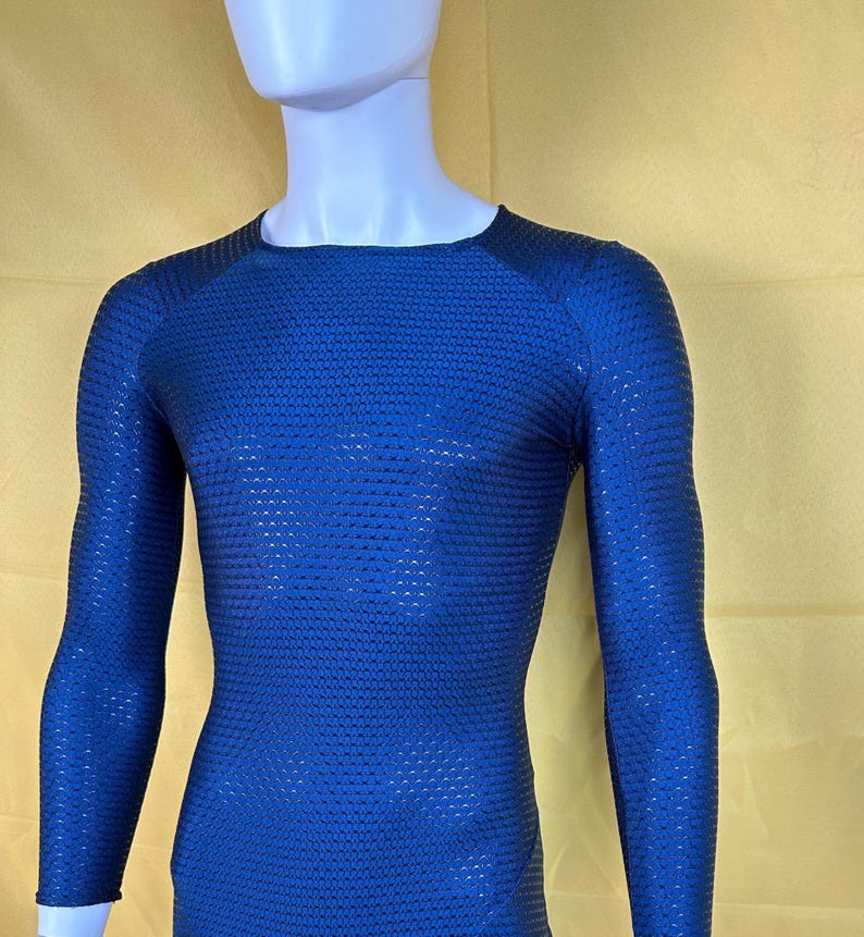 Blue Screen-printed Superhero Bodysuit | Slightly Stretchy Thin Base ...