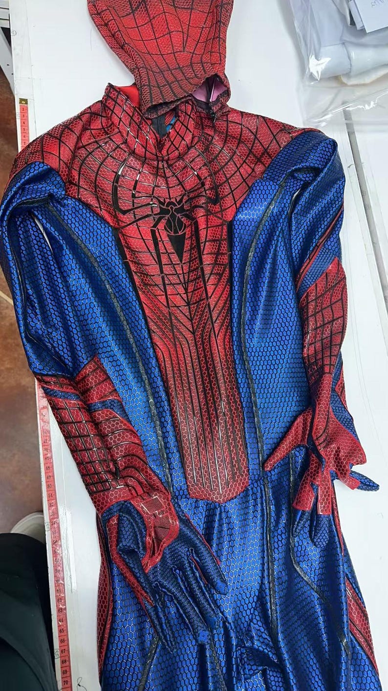 TASM2 Cosplay Suit With 3D Raised Webbing Honeycomb Texture Superhero ...