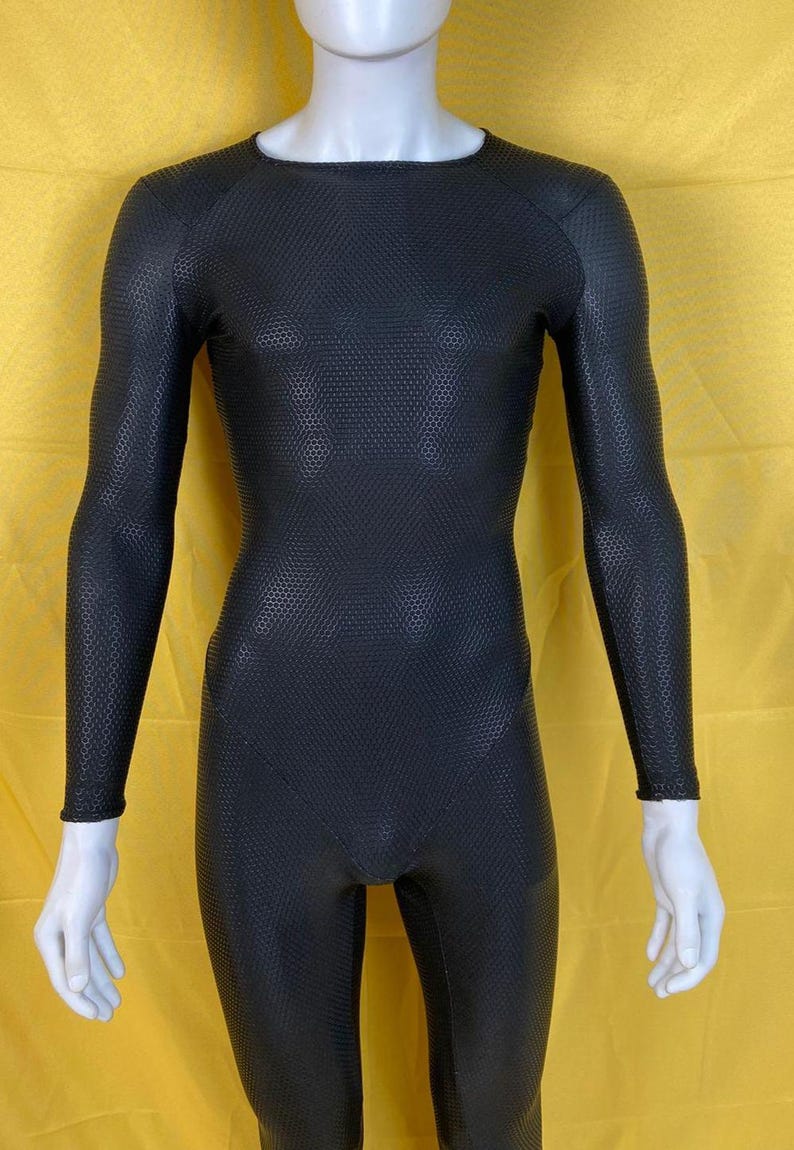 Black Hexagonal Screen-printed Bodysuit | Superhero Cosplay Base Layer ...