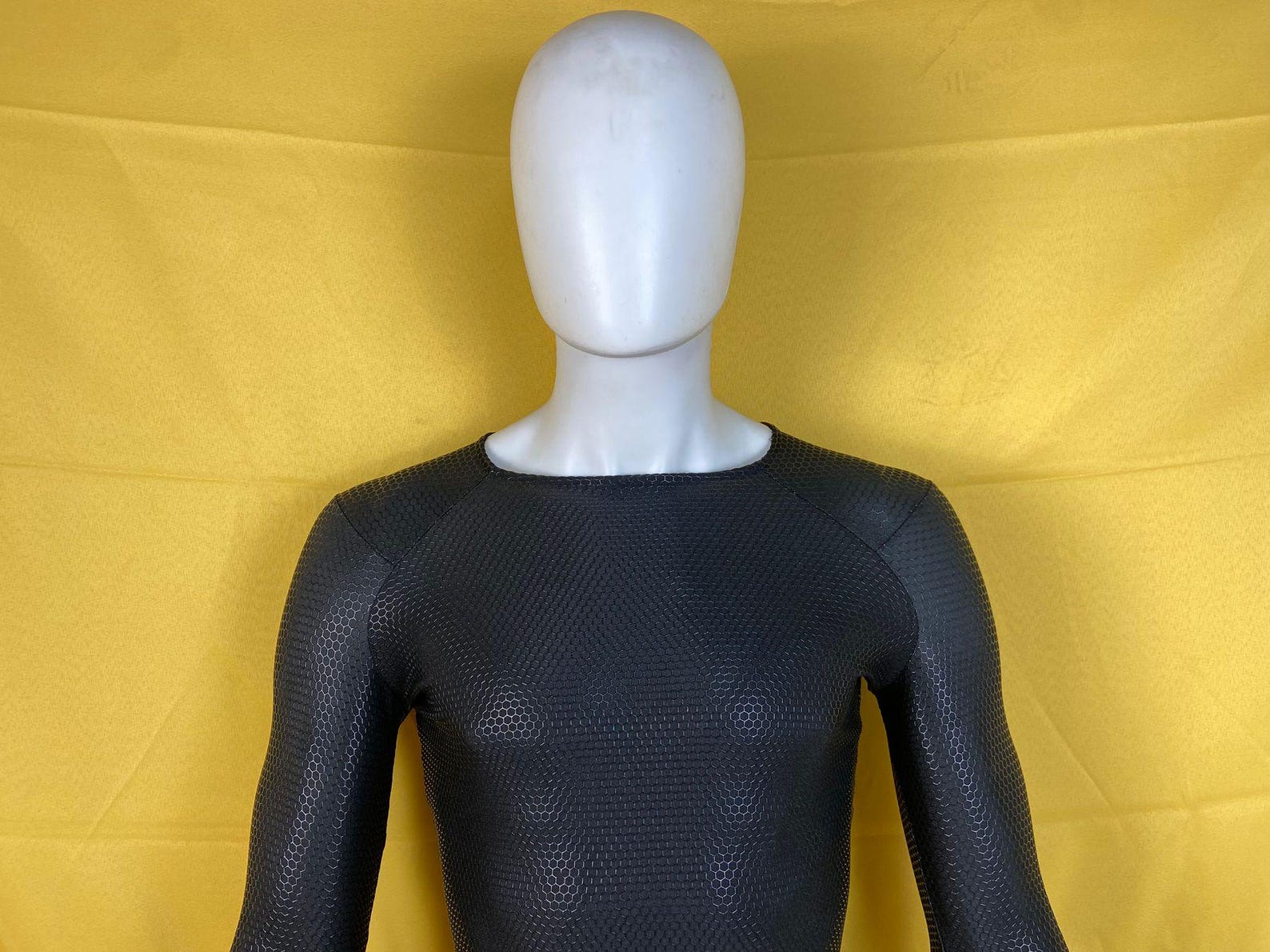 Black Hexagonal Screen-printed Bodysuit | Superhero Cosplay Base Layer ...