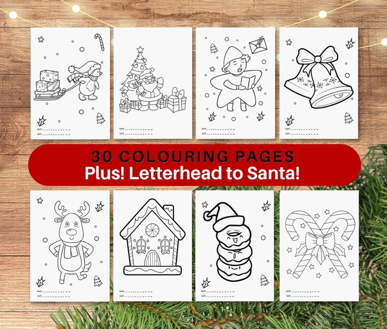 A4 Printable Christmas Coloring Pages for Kids: 30 Colouring Pages Plus ...
