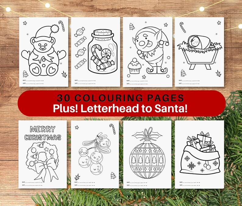 A4 Printable Christmas Coloring Pages for Kids: 30 Colouring Pages Plus ...