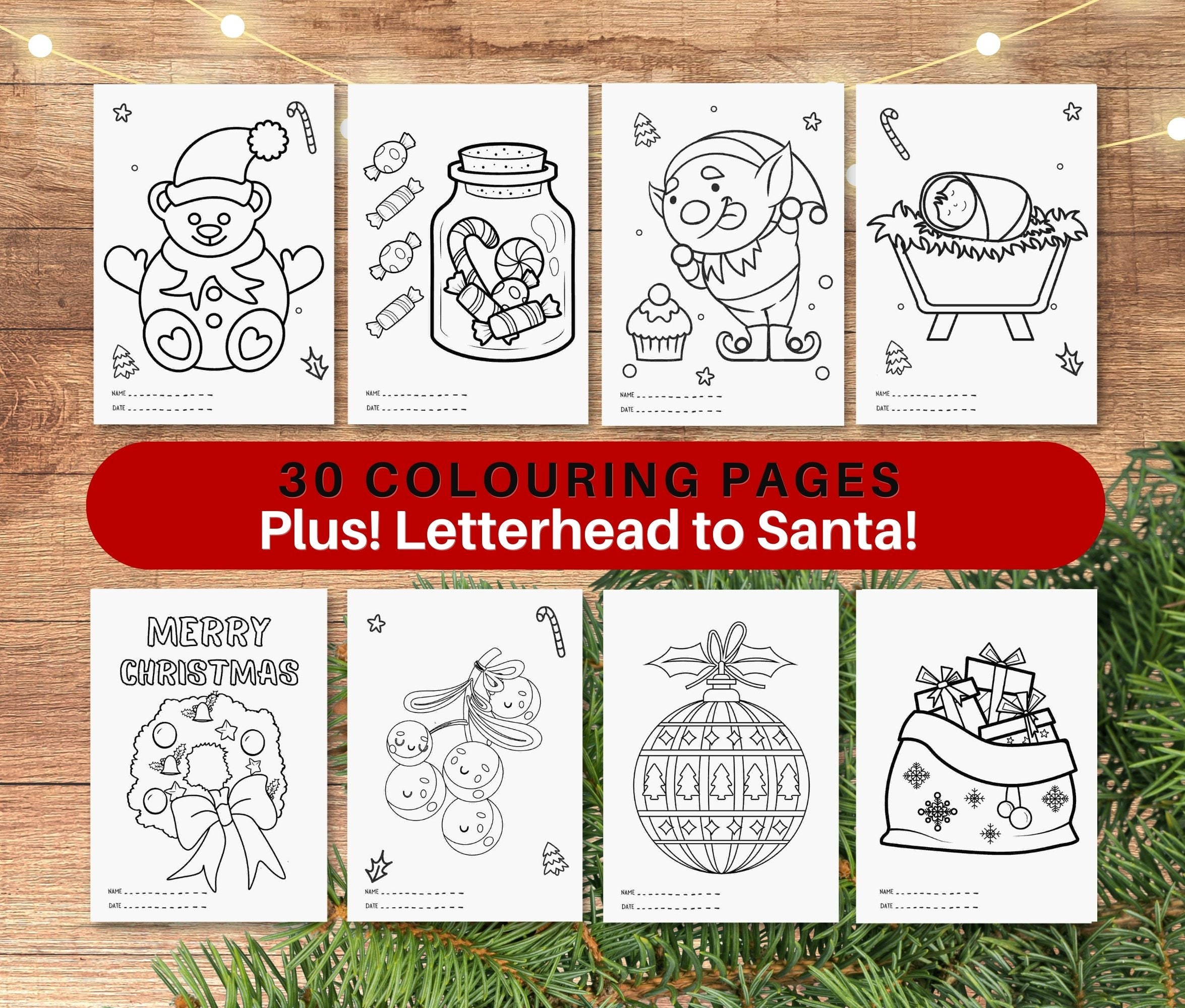 A4 Printable Christmas Coloring Pages for Kids: 30 Colouring Pages Plus ...