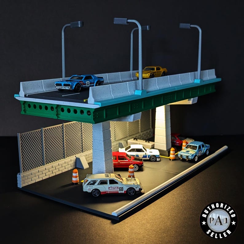 Overpass 1/64 or 1/87 Diorama US Bridge for Matchbox Hot Wheels Diecast ...