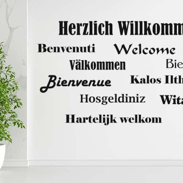 Welcome in Different Languages Wall Decal - Etsy
