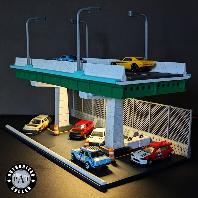 Overpass 1/64 or 1/87 Diorama US Bridge for Matchbox Hot Wheels Diecast ...
