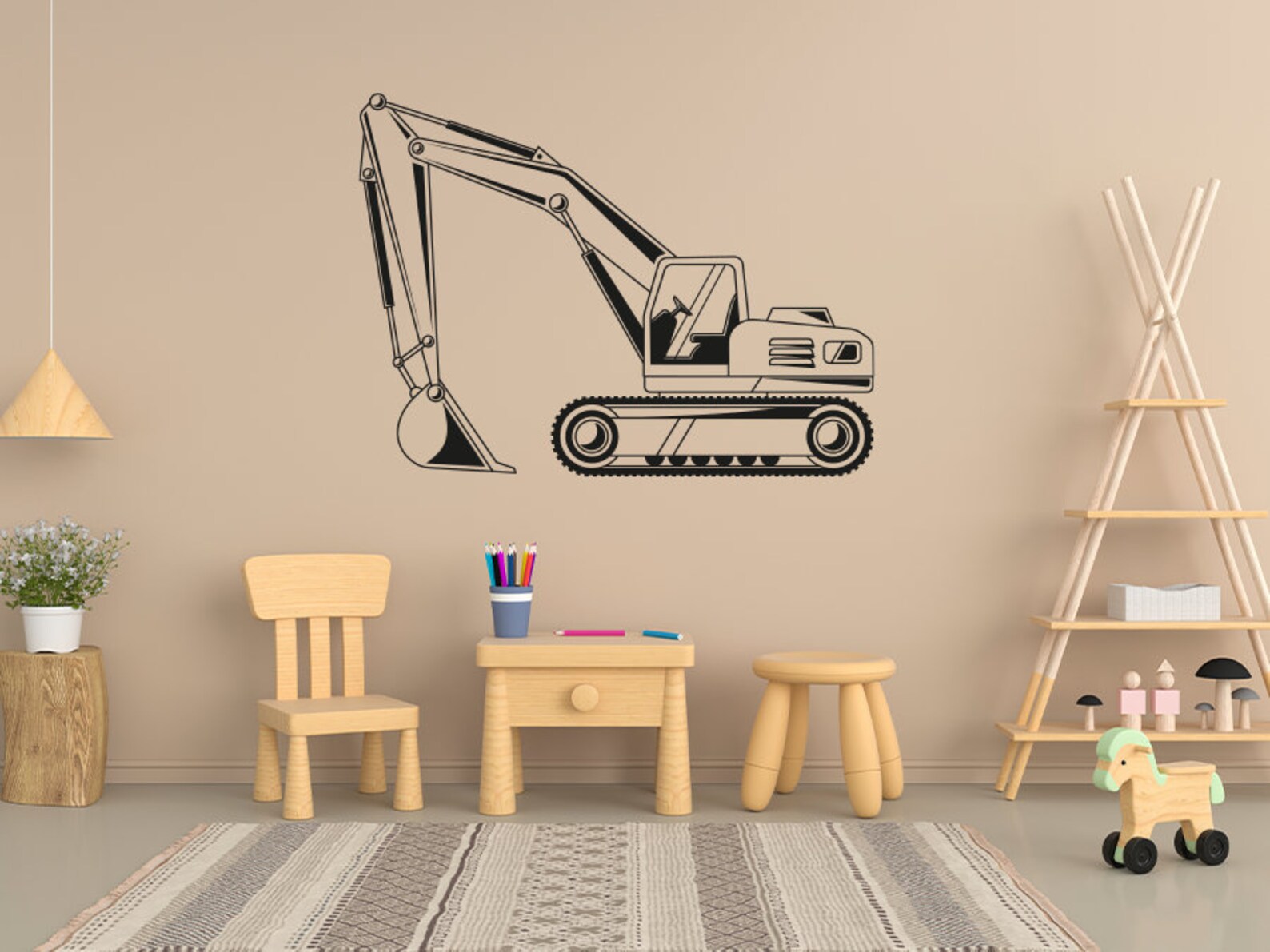 HM© Wall Tattoo Excavator 120 X 89.4 Cm WT-0162 - Etsy