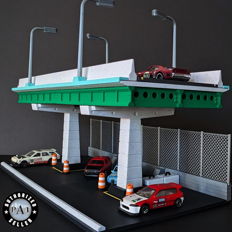 Overpass 1/64 or 1/87 Diorama US Bridge for Matchbox Hot Wheels Diecast ...
