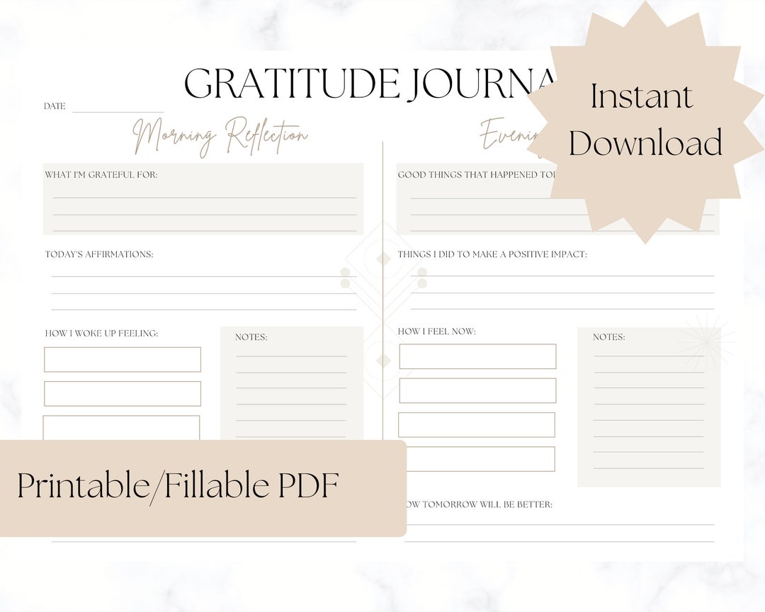 Printable Daily Gratitude Journal - Etsy