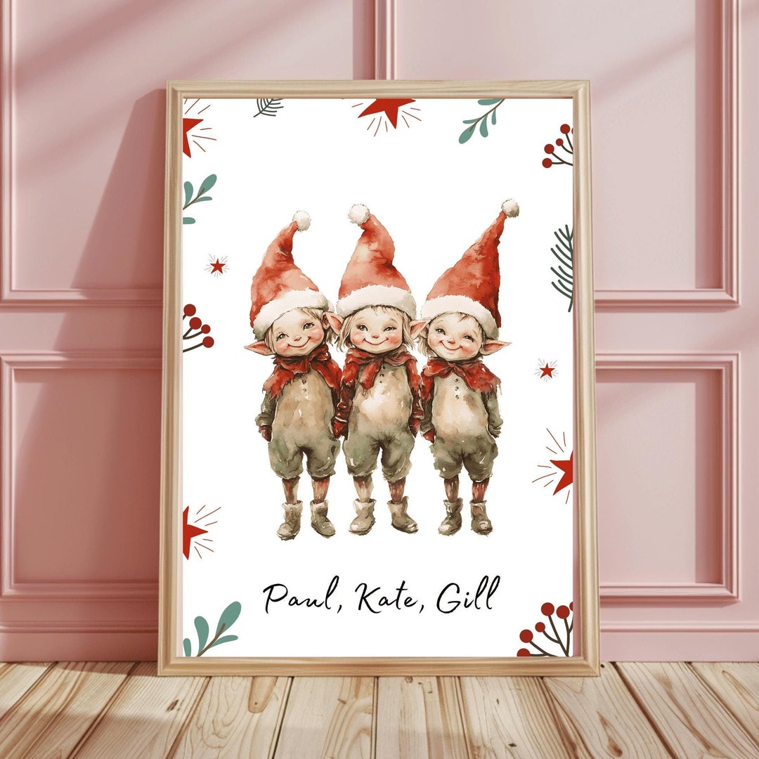 Personalized Christmas Santa Elf Print, Elf Family Print, Gift for Mum ...