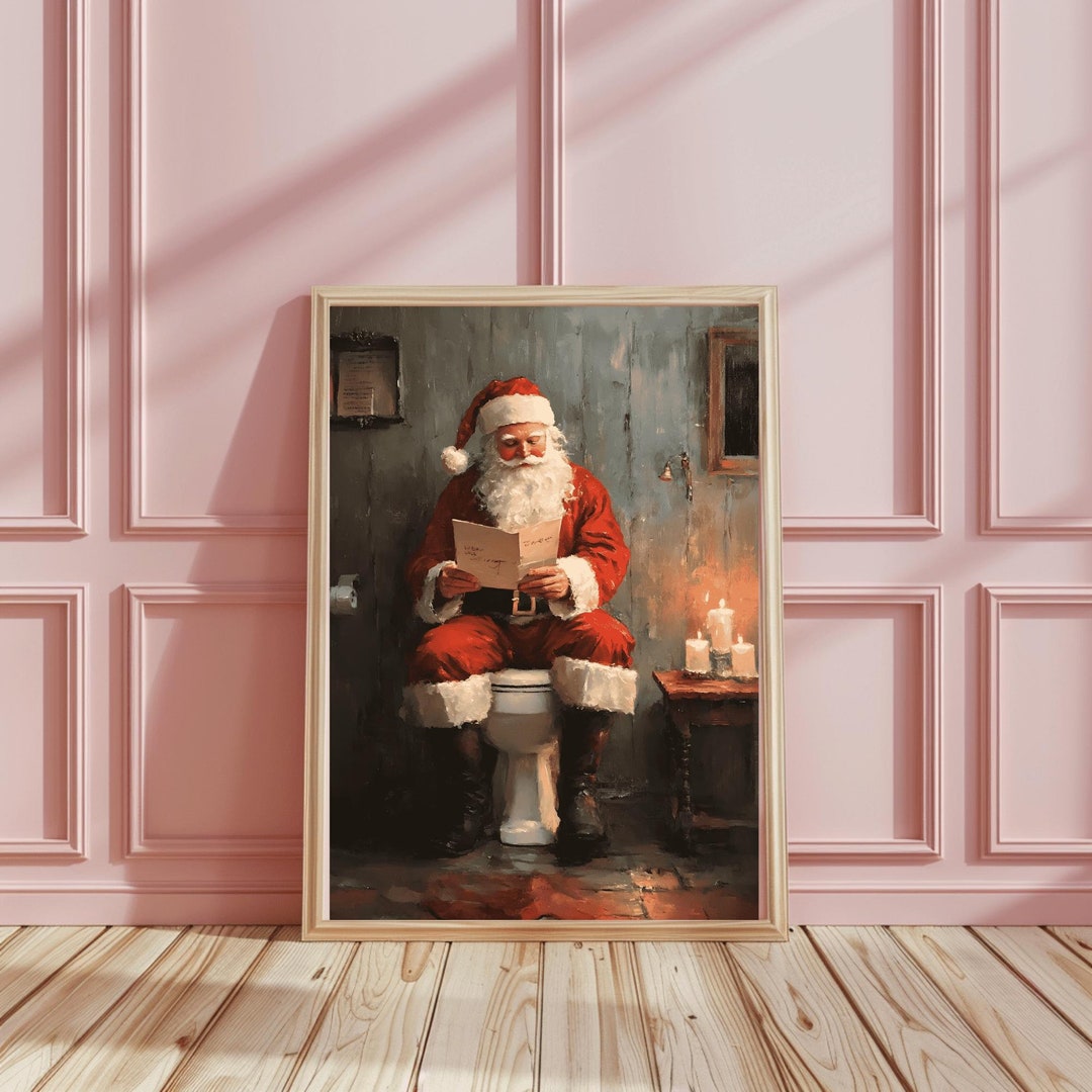 Vintage Santa Bathroom Print: Funny Christmas Wall Art (digital ...