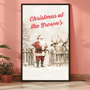 Personalized Christmas Poster, Personalized Print, Santa Claus Reindeer ...