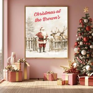 Personalized Christmas Poster, Personalized Print, Santa Claus Reindeer ...