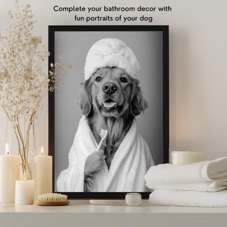 Custom Pet Portrait Bathroom Art: Cockapoo, Cavapoo Prints (set of 3 ...