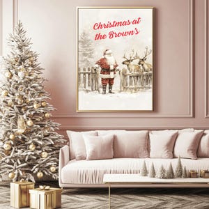 Personalized Christmas Poster, Personalized Print, Santa Claus Reindeer ...