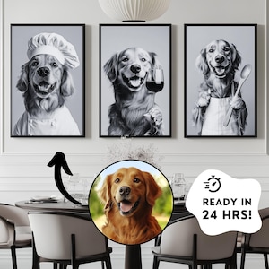 Custom Chef Pet Portrait Set: Funny Dog Bar Cart Art (digital Download ...