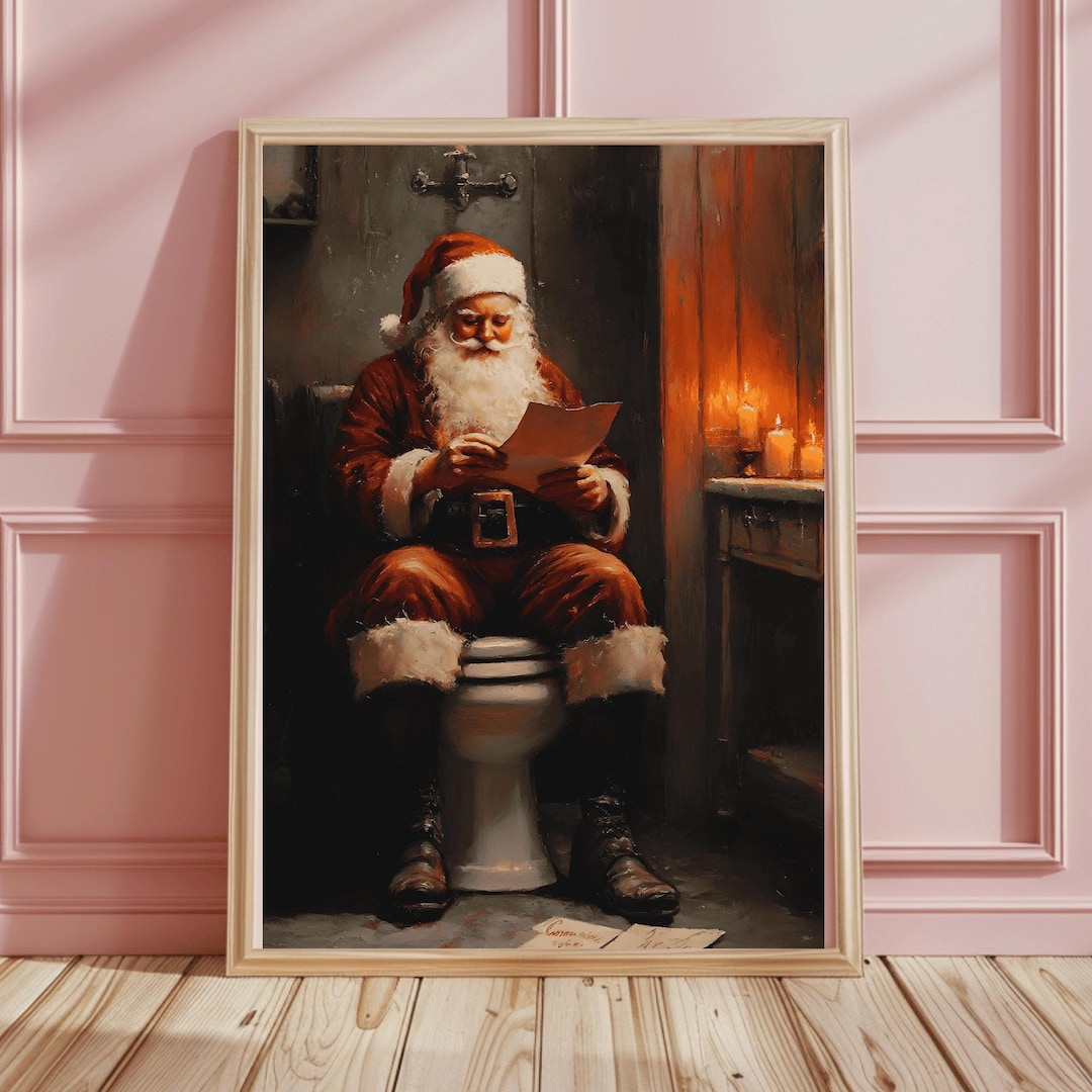 Christmas Santa Bathroom Wall Art, Bathroom Wall Art, Santa Claus Print, Bathroom Print Gift ...